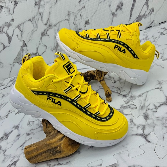 Fila | Shoes | Mens Fila Ray Repeat Yellow Black White Sneakers | Poshmark